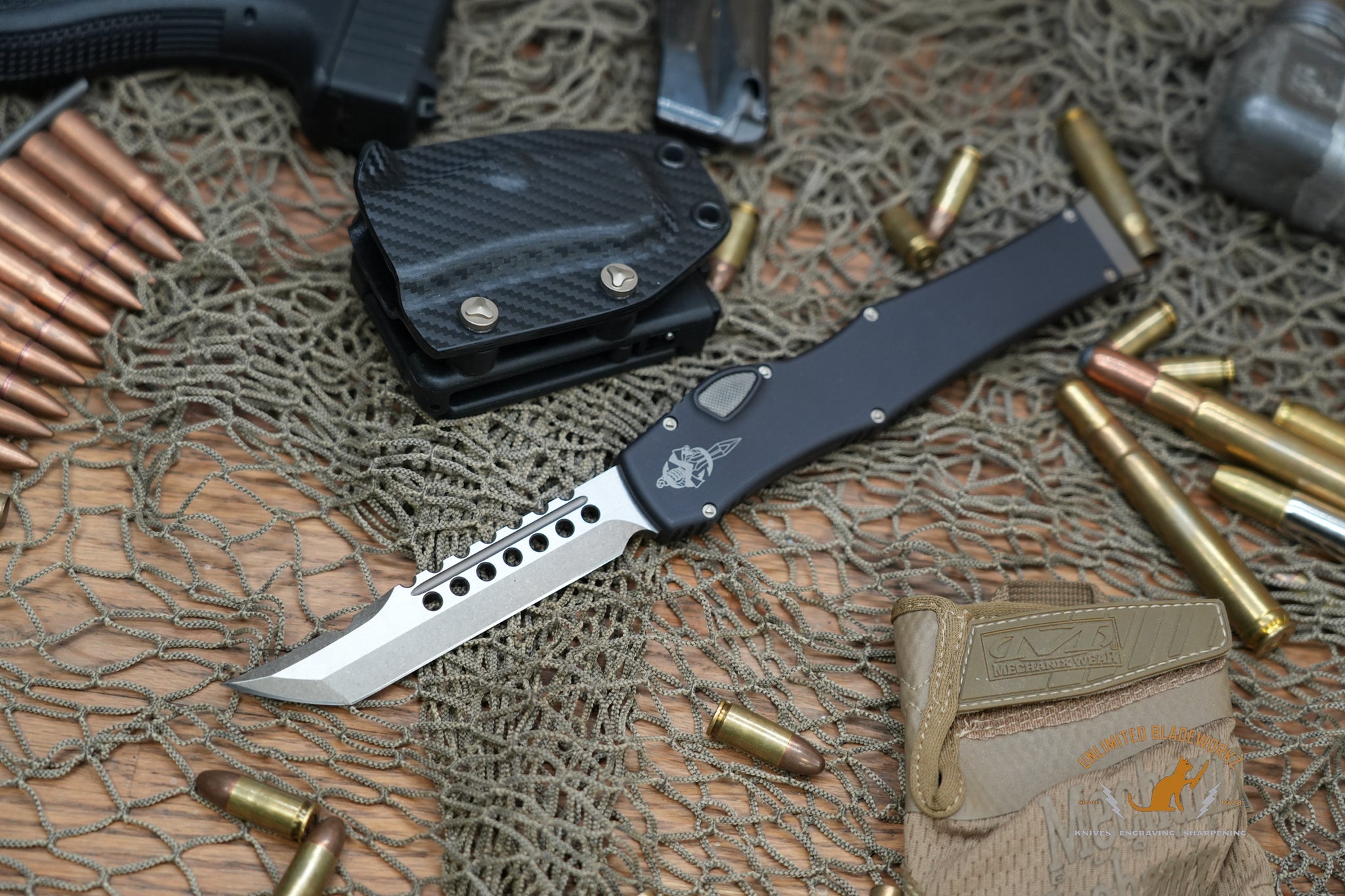 Microtech Halo VI Hellhound Tanto OTF Knife (4.4" Bronzed) 519-13 ...