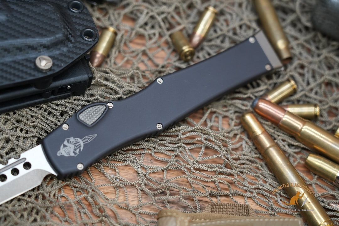 Microtech Halo VI Hellhound Tanto OTF Knife (4.4" Bronzed) 519-13 ...