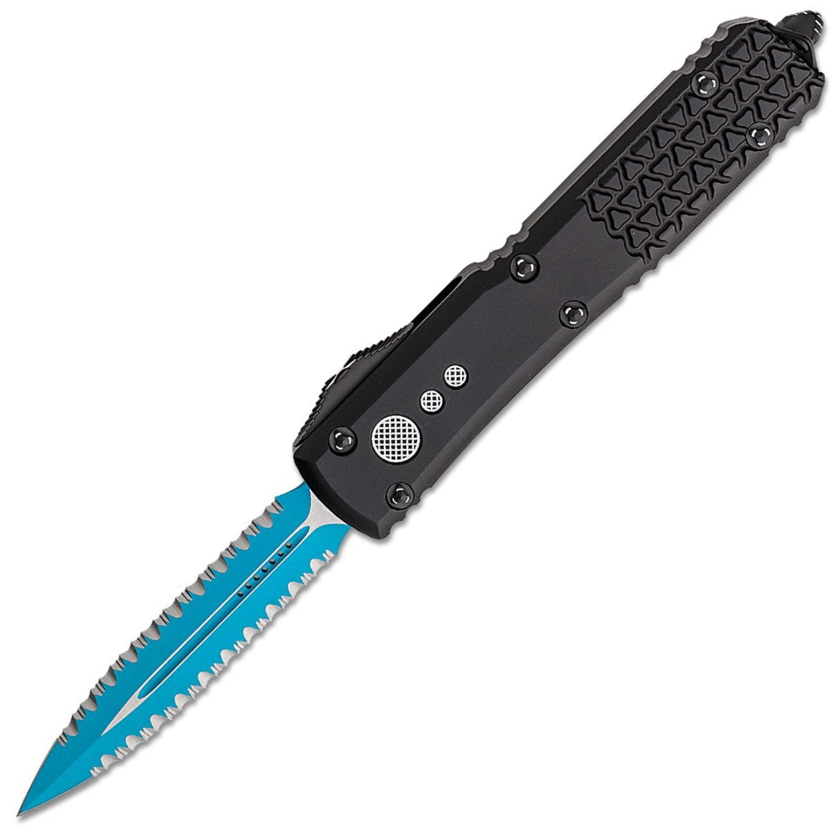 Microtech Ultratech Jedi Knight OTF Knife Black (3.4" Blue Full Serr ...