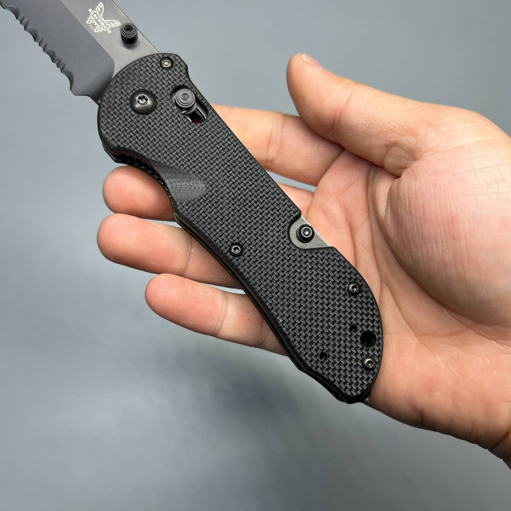 Benchmade Triage Rescue Folding Knife 3.5" Black Combo Blunt Tip Blade ...