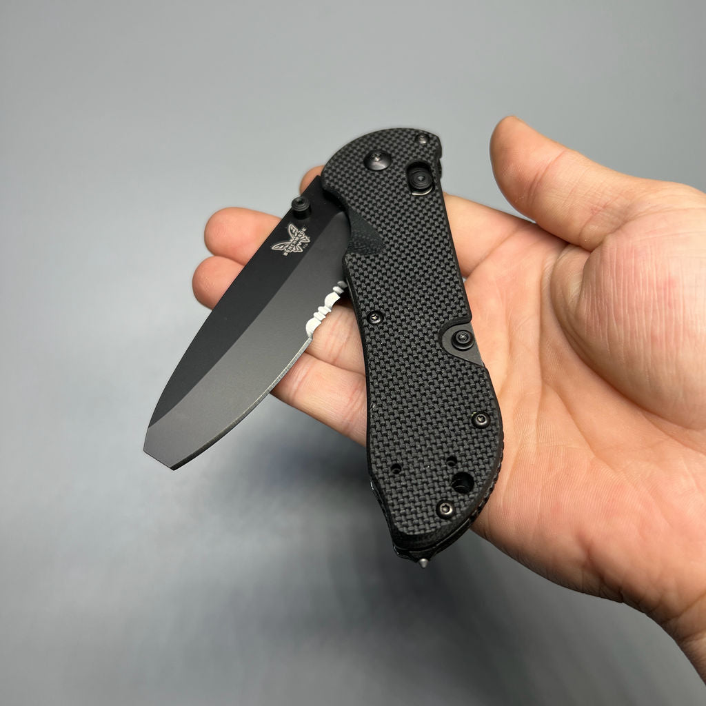 Benchmade Triage Rescue Folding Knife 3.5" Black Combo Blunt Tip Blade ...