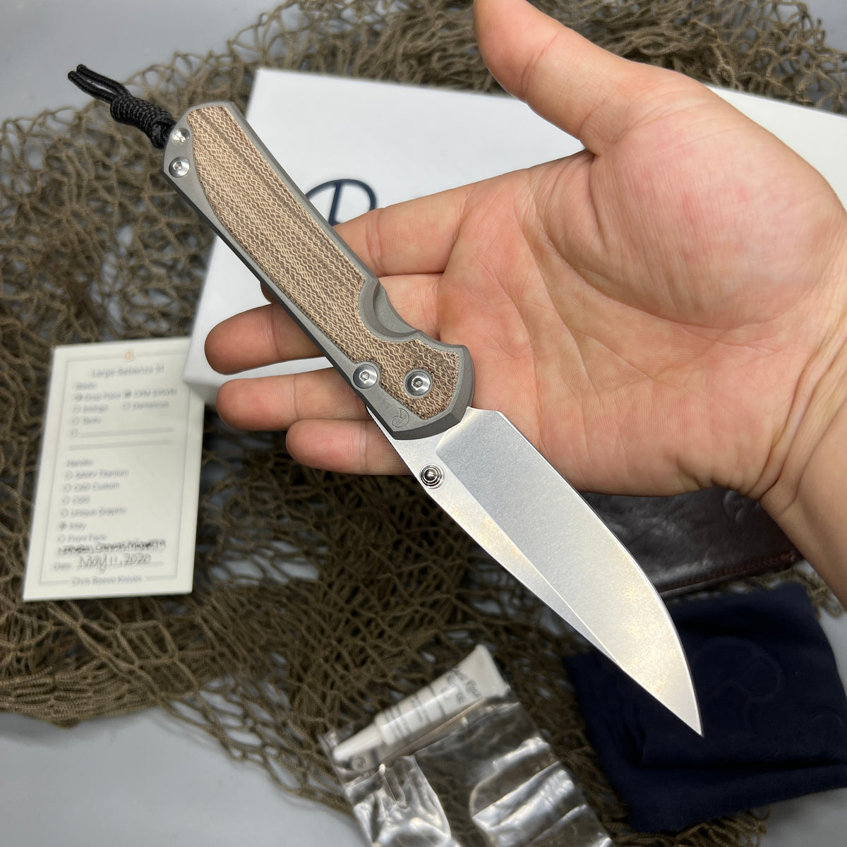 Chris Reeve Large Sebenza 31 - Natural Micarta (3.6" S35VN SW Drop Poi ...