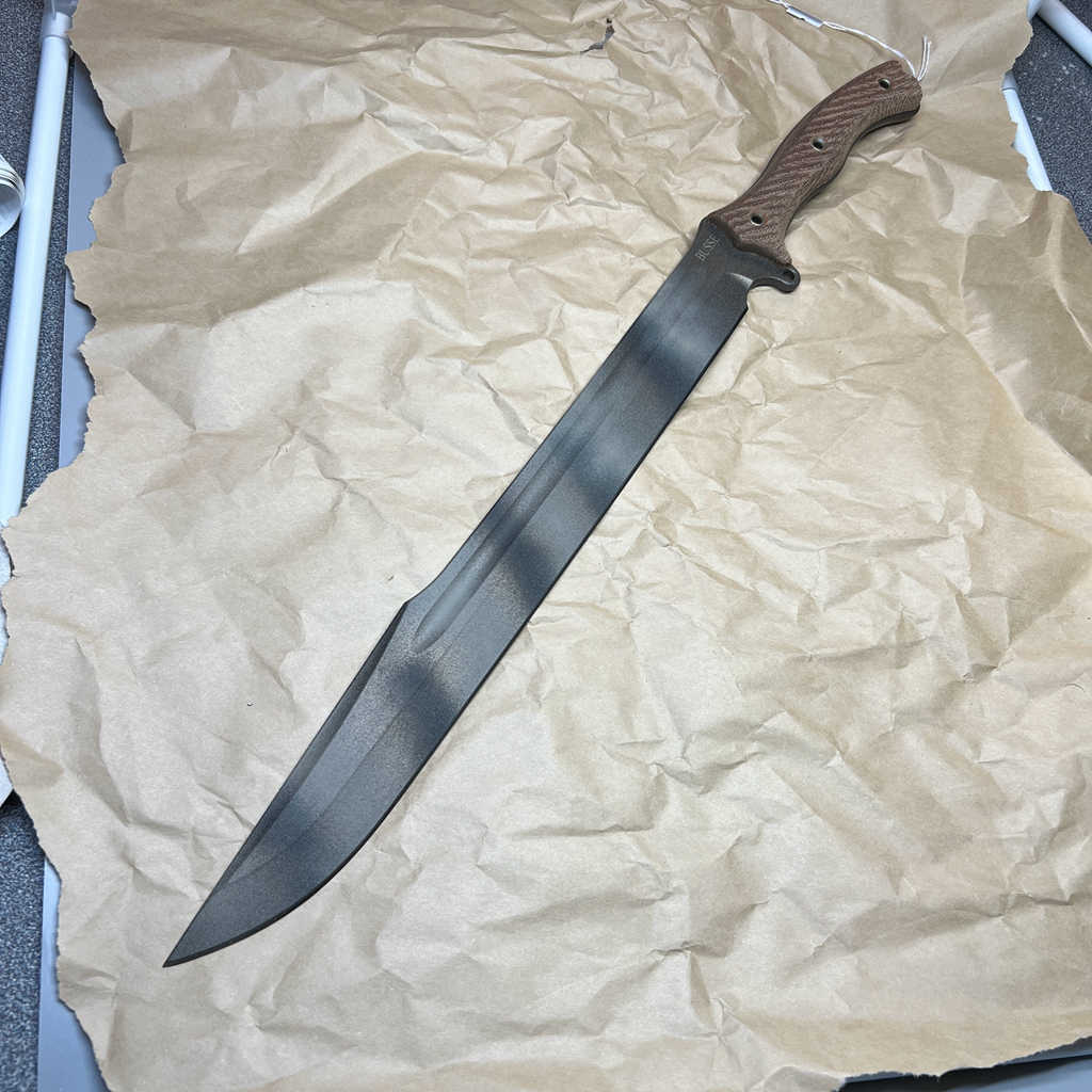 BUSSE F16 sword shadow camo coating with tan canvas handles ...